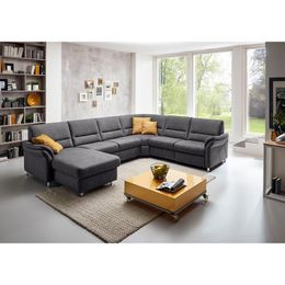 Die PlanBar Wohnlandschaft &raquo;ZE-EM16033 U-Form, Breite 330 cm&laquo; wahlweise mit Kopfst&uuml;tzen und Schlaffunktion grau 100% Polyester B/H/T: 330cm x 262cm, 