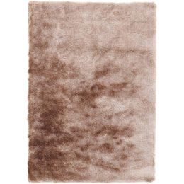 CarpetFine Hochflor-Teppich &raquo;Breeze&laquo; rechteckig 45 mm H&ouml;he besonders weich mit leichtem Glanz Garn, Wohnzimmer beige Polyester B : 140cm 1 Stk., 45mm,