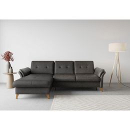 Sit & More sit&more Ecksofa &raquo;G&ouml;teborg&laquo; Sitztiefenverstellung und Federkern, wahlweise mit Bettfunktion grau B/H/T: 268cm x 90cm x 176cm, Luxus-Microfaser, 