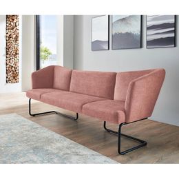 K+w Komfort & Wohnen K+W Komfort & Wohnen Polsterbank &raquo;Mikkado Tube&laquo; in abgerundeter Form, Rundrohrkufe lang, in 2 Breiten 192 oder 242 cm rosa Holzwerkstoff, Metall B/H/T