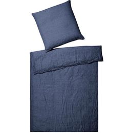 Elegante Bettw&auml;sche &raquo;Breezee&laquo; 2 Stk. angenehmes Hautgef&uuml;hl blau Halbleinen, Obermaterial: 50% Baumwolle, 50% Leinen B/L: 155cm x 220cm, 1 Stk., 1 Stk., 