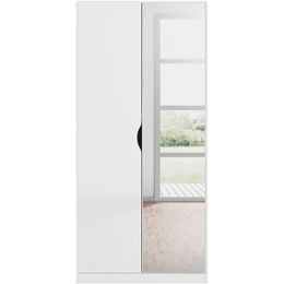 Rauch Kleiderschrank &raquo;Freiham Dreht&uuml;renschrank Schrank Garderobenschrank Breite 91cm&laquo; Schlafzimmerschrank mit Spiegel und Griffmulden BESTSELLER wei&szlig; 