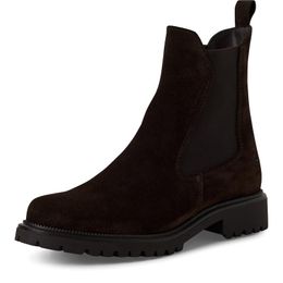 Tamaris Damen Chelseaboots Blockabsatz, Businessschuh, Schlupfboots mit Stretcheins&auml;tzen braun 37