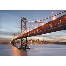 Komar Fototapete &raquo;Bay Bridge - Gr&ouml;&szlig;e 368 x 254 cm&laquo; bedruckt glatt Wohnzimmer, Schlafzimmer bunt Papier B/L: 368m x 254m, Rollen: 8