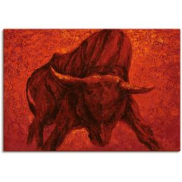 Artland Wandbild &raquo;Katalanischer Stier&laquo; Wildtiere 1 Stk. tlg. als Leinwandbild, Poster in verschied. Gr&ouml;&szlig;en rot B/H/T: 100cm x 70cm, Leinwandbild Wildtiere, 1 