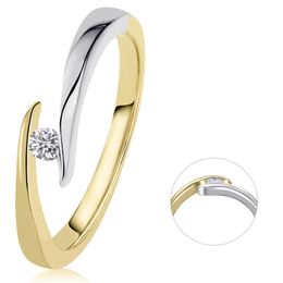 ONE ELEMENT Damen Diamantring "0,05 ct Diamant Brillant Spannfassung Ring", 58, 0,05, Diamanten Gelbgold 585 Gold, gold, Diamanten, Gelbgold 585,