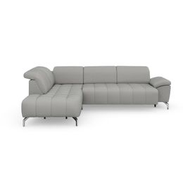 Sit & More sit&more Ecksofa &raquo;Cool L-Form&laquo; wahlweise mit Kopfteilverstellung und Vorziehsitz, motorisch silber B/H/T: 272cm x 79cm x 220cm, Luxus-Microfaser Paris