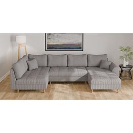 Home Affaire Wohnlandschaft &raquo;CHARRE U-Form mit Ottomane, Ma&szlig;e B/T/H: 310/161/81 cm&laquo; feine Steppung, lose R&uuml;cken- und Zierkissen, auch in Cord und 