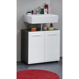 Welltime Waschbeckenunterschrank &raquo;Sovana&laquo; Waschbeckenunterschrank mit 2 T&uuml;ren - (B/T/H) 60/31/57 cm Holzwerkstoff eichefarben rauchsilber, B/H/T: 60cm
