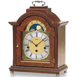 AMS Unisex AMS Tischuhr &raquo;T2195/1&laquo; Wohnzimmer, Esszimmer, Holz, Handaufzug, Mondphase, Made in Germany braun Einheitsgr&ouml;&szlig;e