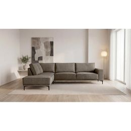 OTTO home Ecksofa &raquo;OLAND Boucl&eacute; L-Form, B: 289 cm, Skandi-Design&laquo; Struktur, Flachgewebe, Luxus-Microfaser, Boucle braun 100% Polyester B/H/T: 289cm x 