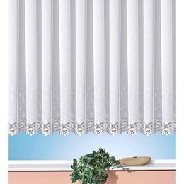 Weckbrodt-Gardinen Gardine &raquo;Elina&laquo; Kr&auml;uselband 1 Stk. tlg. echte Stickerei, Makramee, halbtransparent, Bord&uuml;re, gebogt, Store wei&szlig; Polyester 160cm, Kr&auml;uselband, 300cm