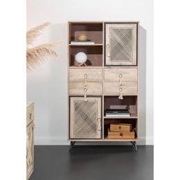 GUTMANN FACTORY Highboard Stauraumschrank, Breite 90 cm beige B/H/T: 90cm x 165cm x 45cm, 4 Stk., Mango, 2 Stk.
