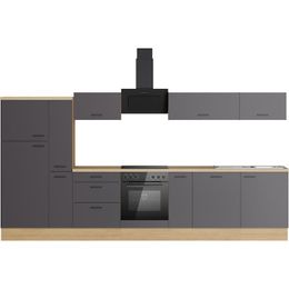 KOCHSTATION K&uuml;chenzeile &raquo;KS-Sion&laquo; Breite 360 cm, schnelle Montage mit OPTIsnap, wahlweise mit E-Ger&auml;ten grau B/H/T: 360cm x 186cm x 60cm, ohne E-