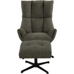 Duo Collection Relaxsessel &raquo;Pruna&laquo; 360&deg; drehbar mit R&uuml;ckholfunktion, Wippmechanik, inkl. Hocker 100% Polyester Webstoff, Drehfunktion Wippfunktion, B/H/T: 77cm x 