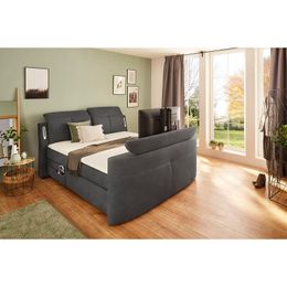 Jockenh&ouml;fer Boxspringbett &raquo;Movie Star in der Gr&ouml;&szlig;e 180x200cm&laquo; mit versenkbarem TV-Lift und Fernbedienung, verstellbare Kopfst&uuml;tzen grau Bezug Bett: Microfaser (