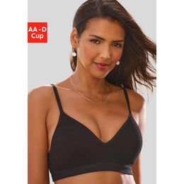 Lascana Damen Lascana Push-up-BH &raquo;COMFY BRA&laquo; ohne B&uuml;gel aus Baumwolle mit Struktur, bequemer BH schwarz 80, Cup C