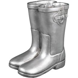 AMBIENTE HAUS Wanddekoobjekt &raquo;Gummistiefel Paar&laquo; silber Polyresin B/H/T: 15cm x 28cm x 23cm