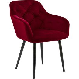Salesfever Esszimmerstuhl &raquo;Coventry Komfortabler Polstertuhl im eleganten Stil&laquo; () Stilvoll mit eleganter Knopfheftung rot 100% Polyester, Metall B/H/