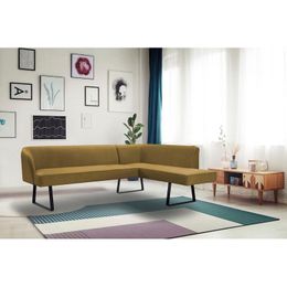 exxpo - sofa fashion Eckbank &raquo;Americano&laquo; mit Keder und Metallf&uuml;&szlig;en, Bezug in verschiedenen Qualit&auml;ten gelb B/H/T: 270cm x 83cm x 197cm, Samtvelours, 