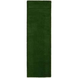 CarpetFine Wollteppich &raquo;Gabbeh Lola Uni&laquo; rechteckig 14 mm H&ouml;he mit nat&uuml;rlichem Pflanzenmaterial von Hand gewebt, auch in Rund gr&uuml;n Wolle B : 60cm 1 