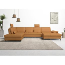 OTTO home Wohnlandschaft &raquo;Costello U-Form, B: 363 cm mit Sitztiefen-, Armteilverstellung &&laquo; 3 Nierenkissen, optional Schlaffunktion & Bettkasten gelb 