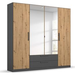 Rauch Dreht&uuml;renschrank &raquo;StyleUp&laquo; Typ Dark & Wood mit trendigen farblich abgesetzten Griffen grau Holzwerkstoff Graumetallic, B/H/T: 181cm x 197cm x 