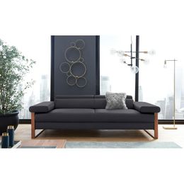 W.Schillig 2,5-Sitzer &raquo;finn&laquo; German Design Award 2016, Fu&szlig;gestell Nussbaum natur, Breite 230 cm grau Flachgewebe S22 (100% Polyester);Stoff S37 (100% 