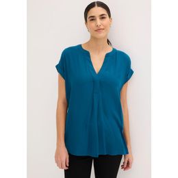 bonprix Damen bonprix Tunika eleganter Look, Kurzarm-Design, Regular Fit, mit Henley-Kragen blau 48