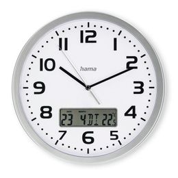 Hama Funkwanduhr &raquo;DCF-Funkuhr "Moorea", &Oslash; 30 cm, Silber&laquo; Datums- und Temperaturanzeige silber &Oslash; 30cm, Funkuhr, 12 Ziffern