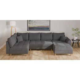 Home Affaire Wohnlandschaft &raquo;CHARRE U-Form mit Ottomane, Ma&szlig;e B/T/H: 310/161/81 cm&laquo; feine Steppung, lose R&uuml;cken- und Zierkissen, auch in Cord und 