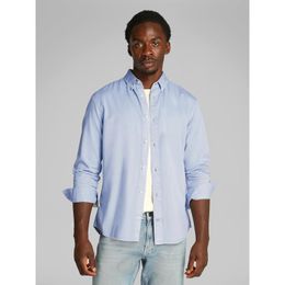 Calvin Klein Herren Langarmhemd &raquo;GARMENT DYED TWILL SHIRT&laquo; mit Logostickerei blau S, N-Gr