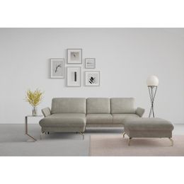 Sit & More sit&more Ecksofa &raquo;Fashion L-Form&laquo; wahlweise mit Kopfteilverstellung, Vorziehsitz, motorisch, Nickelf&uuml;&szlig;e grau B/H/T: 253cm x 84cm x 165cm, Luxus-