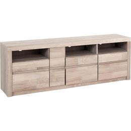 OTTO home Lowboard &raquo;Silkeborg&laquo; Breite 160 cm braun Holz teilmassiv B/H/T: 160cm x 55cm x 35cm, Holzwerkstoff eichefarben wei&szlig; gekalkt (Korpsu) / 