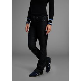 Arizona Damen Bootcut-Jeans &raquo;Shaping&laquo; bootcut, Kontrastn&auml;hte, Used-Look-Waschung, niedrige Leibh&ouml;he schwarz 44, N-Gr