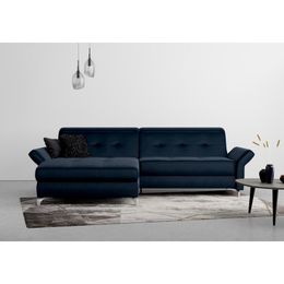 Home Affaire Ecksofa &raquo;Maredo L-Form&laquo; Federkern, wahlweise auch mit Kopfteil- und Armlehnverstellung blau 100% Polyester B/H/T: 284cm x 89cm x 179cm, 