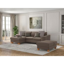 Sit & More sit&more Ecksofa &raquo;Dundee L-Form&laquo; mit Federkern und Massivholzf&uuml;&szlig;en, wahlweise mit Kopfteilverstellung grau B/H/T: 264cm x 86cm x 175cm, Luxus-