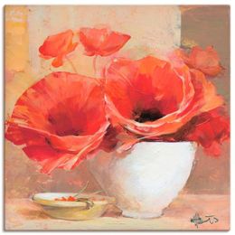 Artland Leinwandbild &raquo;Mohn II&laquo; Blumen 1 Stk. tlg. auf Holzrahmen gespannt rot Leinwand B/H/T: 70cm x 70cm, Leinwandbild Blumen quadratisch, 1 Stk.