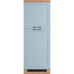 KOCHSTATION K&uuml;hlumbauschrank &raquo;KS-Lana&laquo; Breite 60 cm blau Holzwerkstoff, MDF wotaneiche, B/H/T: 60cm x 166cm x 60cm, T&uuml;ren: 2 Stk.