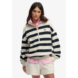 Superdry Damen Sweatshirt &raquo;STUDIOS STRIPE HALF ZIP&laquo;, mit hochschlie&szlig;endem Kragen, aus Baumwolle und Sweatware, Relaxed Fit XXL