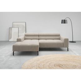 Home Affaire Ecksofa &raquo;Claya, 223 cm breit, L-Form, Kopfteilverstellung&laquo; Moderne Steppung, weicher Polsteraufbau & saugroboterfreundliche H&ouml;he beige 95