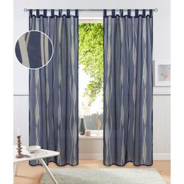 OTTO home Gardine &raquo;Dimona&laquo; Schlaufen 2 Stk. tlg. 2er-Set, Voile, Polyester, Wellen blau Voile, Polyester 225cm, Schlaufen, 140cm