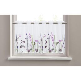 OTTO home Scheibengardine &raquo;Bille&laquo; Durchzugl&ouml;cher 1 Stk. tlg. transparent, mit einseitiger Stickerei, waschbar, Blumen Voile, Polyester 60cm, 