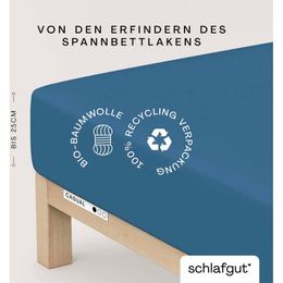 Schlafgut Spannbettlaken &raquo;CASUAL Bettlaken 100% gek&auml;mmte Bio-Baumwolle, 150 g/m&sup2;, Spannbetttuch&laquo; Bettlaken bis 25 cm H&ouml;he, langlebig, weich, Antipilling-