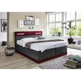 Westfalia Schlafkomfort Boxspringbett mit LED-Beleuchtung rot Bezug Obermatratze 100% Polyester, waschbar bis 60&deg;C;Bezug Unterbox und Kopfteil: Mikrofaservelours (100% 