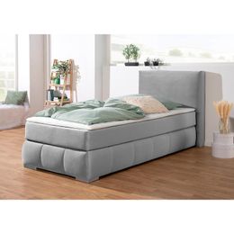 Home Affaire Boxspringbett &raquo;Wehma&laquo; inkl. Topper in 3 verschiedenen Matratzen, auch in Samtstoff silber Struktur fein (100% Polyester) Samtstoff, 