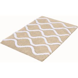 Kleine Wolke Badematte &raquo;Piana, Badvorleger, Badezimmer Teppich&laquo; H&ouml;he 23 mm rutschhemmend beschichtet fu&szlig;bodenheizungsgeeignet Badteppich, modernes Wellen 3D-Design