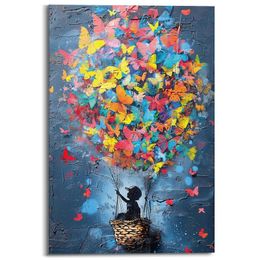 Reinders Deco-Panel &raquo;Colourful Balloon&laquo; Kinderzimmer - Hei&szlig;luftballon - Schmetterlinge - Mehrfarbig - MDF bunt B/H/T: 60cm x 90cm x 2cm