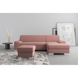 DOMO collection Ecksofa &raquo;Anzio L-Form, whlw. Bettfunktion, Federkern, hochwertig, Breite 271 cm&laquo; Mit Bettfunktion, Recamiere rechts, Samtoptik, malve 