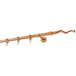 Garesa Gardinenstange &raquo;BOTAN&laquo; &Oslash; 20 mm 1 l&auml;ufig-l&auml;ufig Wunschma&szlig;l&auml;nge Vorhanggarnitur, verl&auml;ngerbar, Wandmontage, mit Ringe und Haken gold Kunststoff, 